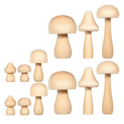 12 Pcs Wooden Unfinished Mushroom Crafts Painting Kids Creative Toys ...