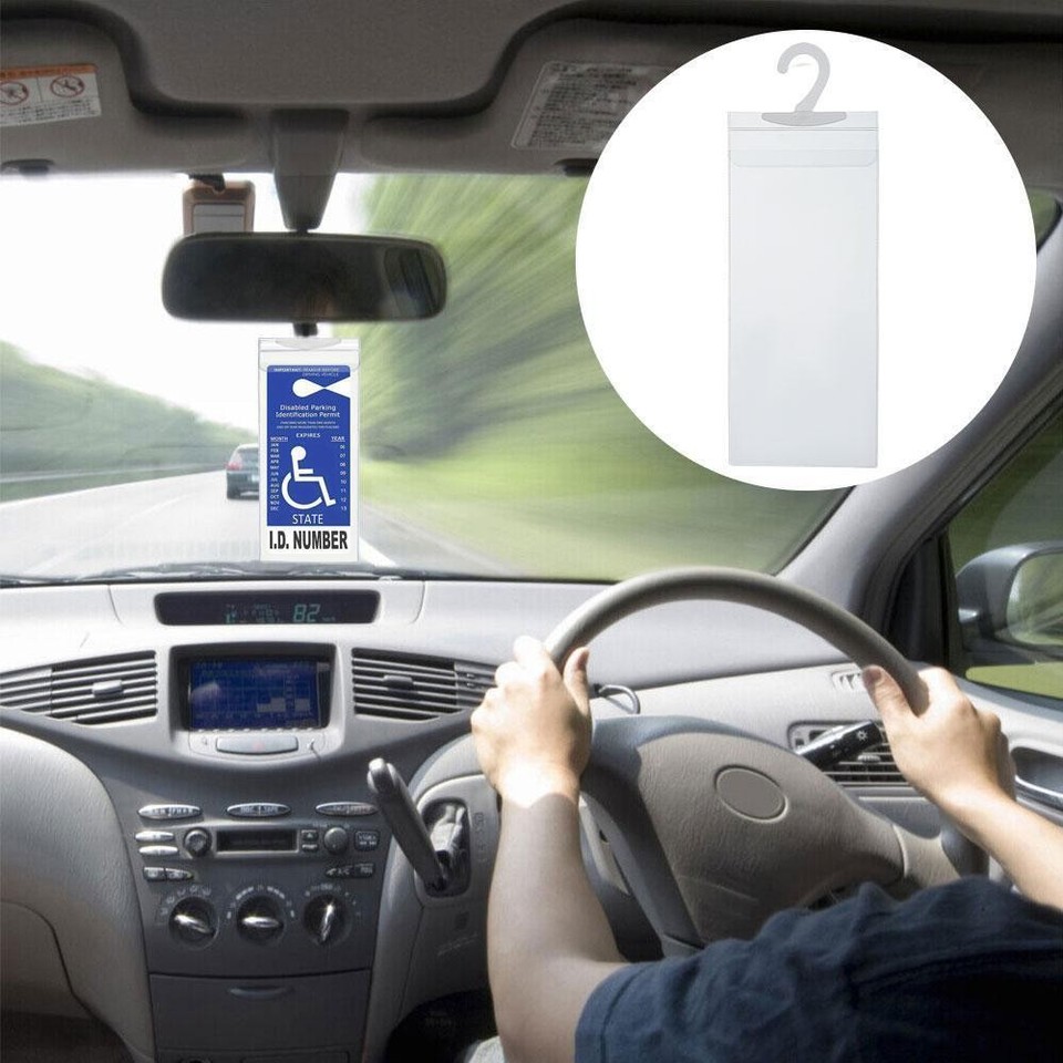 1*Handicap Placard Holder Disabled Parking PermitProtector Tag Mirror ...