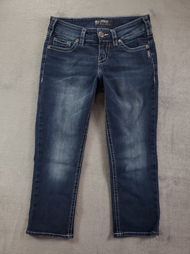 Silver Jeans Womens 27x22.5 Blue Suki Mid Capris Dark Wash Stretch ...