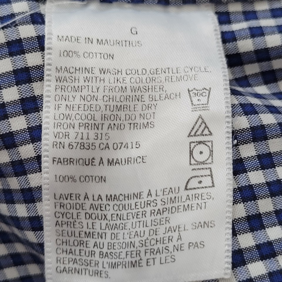 Nautica Wrinkle Resistant Men's Lg Shirt Blue Check Button Down Long ...