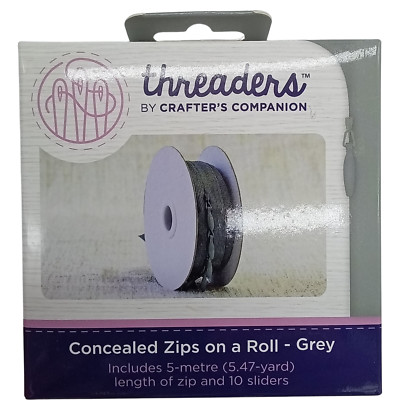 Threaders Concealed Zips on a Roll Grey Crafter's Companion 5m/5.47yd ...