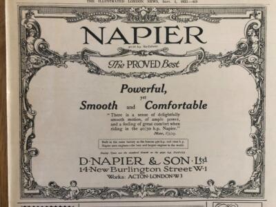 Large 1923 Napier & Sons Automobile Print-Ad/11x16-London Ad | eBay