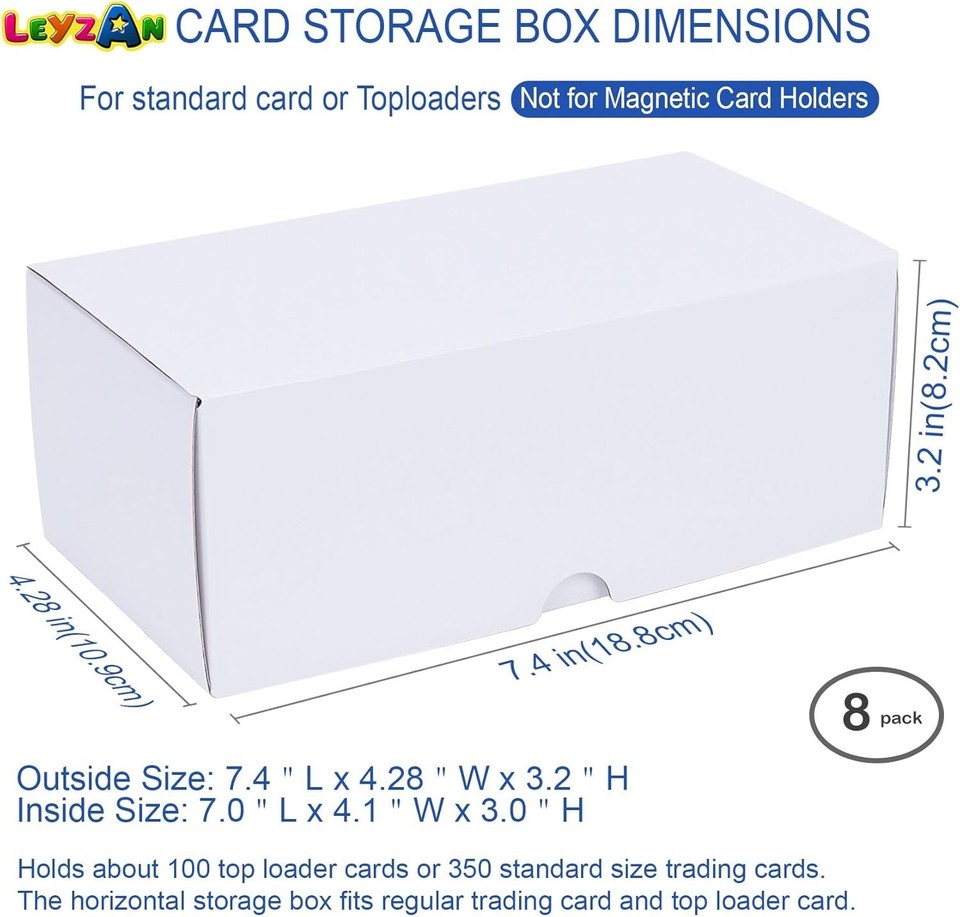 Top Loader Card Storage Box 8Pack 100 Count Corrugated Cardboard ...