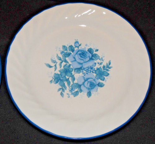 Corelle by Corning Blue Velvet Rose Bread and Butter Plates Dessert Set ...