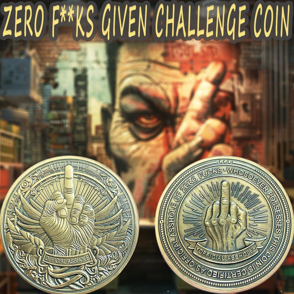 Funny Challenge Coin Official Bad Man Middle Finger Fu*ks Coin Cool ...