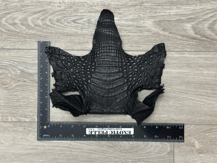 Black Genuine Caiman Crocodile belly Hide Leather Skin real alligator ...