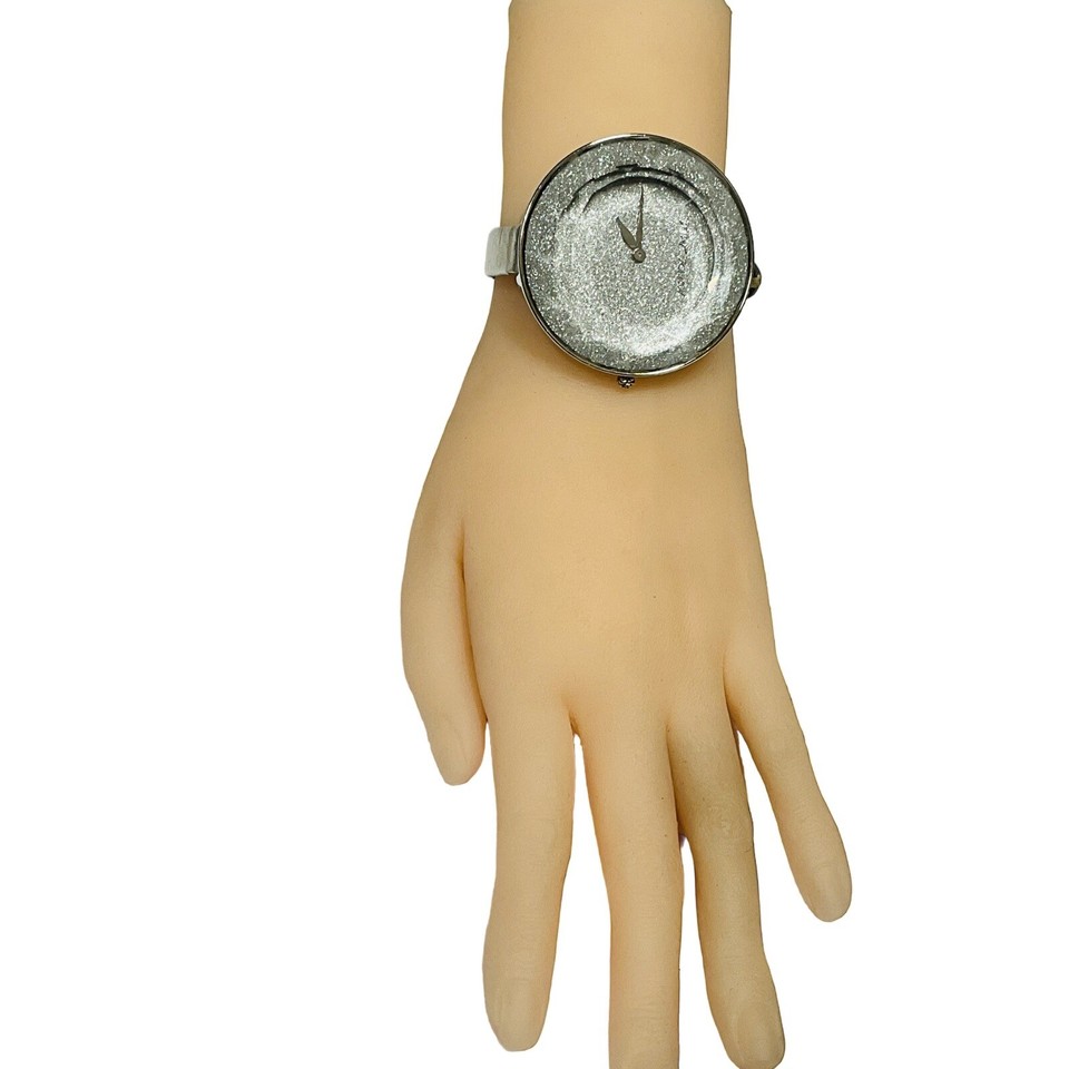 Betsey Johnson Huge Faceted Crystal Watch Thin Leather Band Statement ...