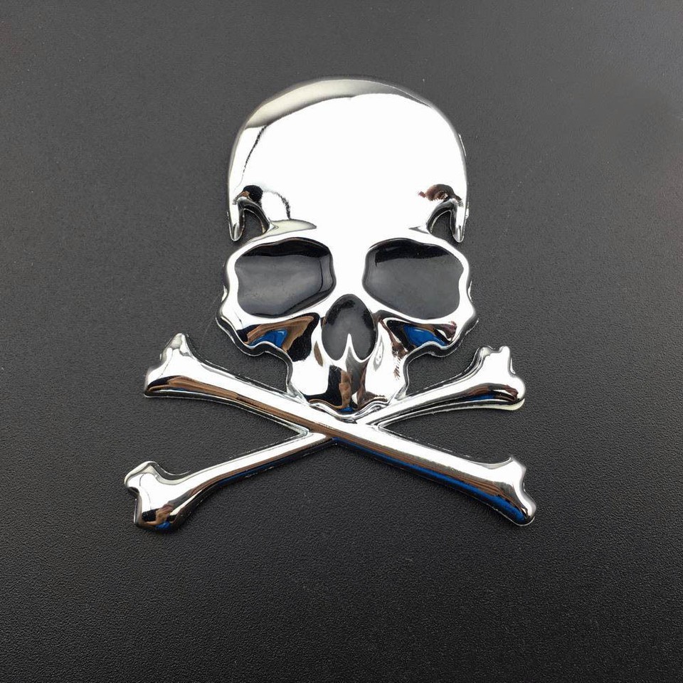 3D Chrome Metal Skull Skeleton Car Trunk Tailgate Emblem Badge Decal ...
