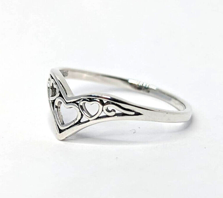 Filigree V Shaped Heart Sterling Silver Promise Ring NEW | eBay