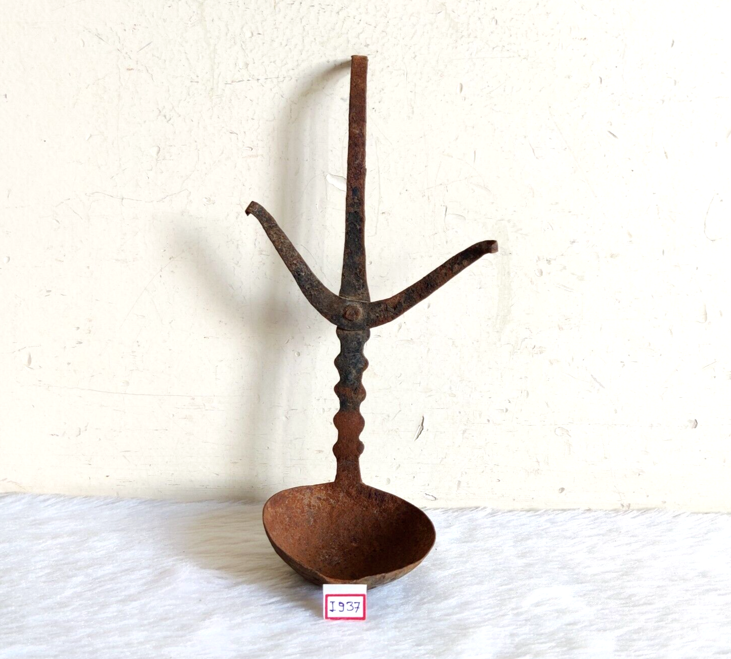 19c Vintage Primitive Handmade Iron Hanging Oil Lamp Decorative ...