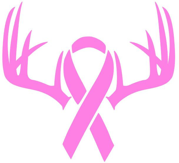Hunting Deer Antler Skull Truck or Car Decal - Breast Cancer Awareness ...