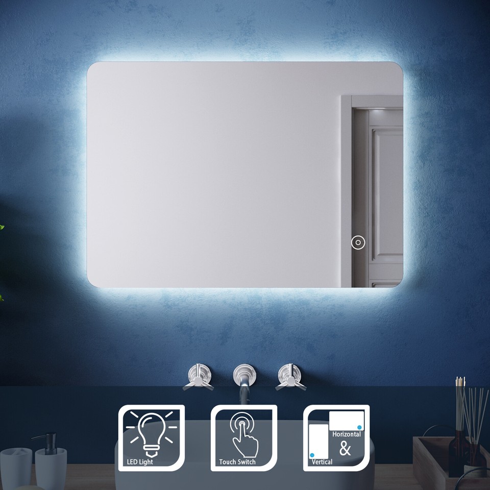 Illuminated LED Bathroom Mirror Touch/Infrared Sensor/Button Switch ...