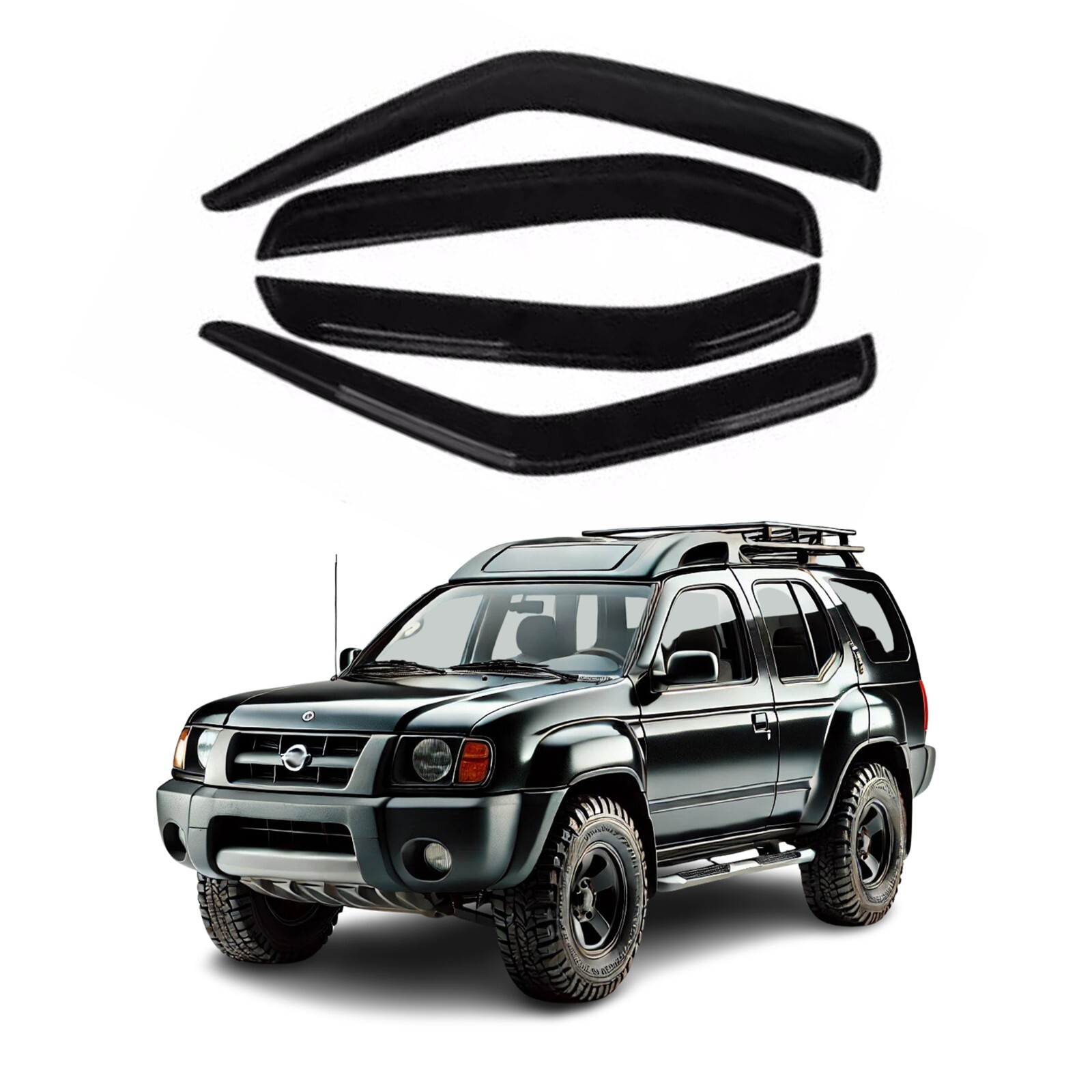 2000-2004 Nissan Xterra Window Visor Rain Deflector Sun Guard | Black ...