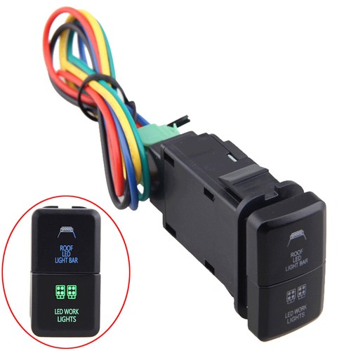 Blue/Green Dual LED Light Switch Push Button For Toyota Hilux Land ...