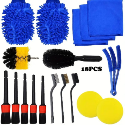 18Pcs Car Detailing Brush Set Soft Brushes Interior Wheel Valet Pro ...