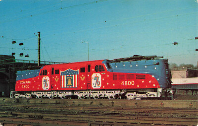 Postcard Train Conrail 4800 Electric Locomotive GG1 Bicentennial Colors ...