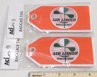 (2) Aer Lingus Irish Embroidered LUGGAGE TAGS by Aviation Collectables ...