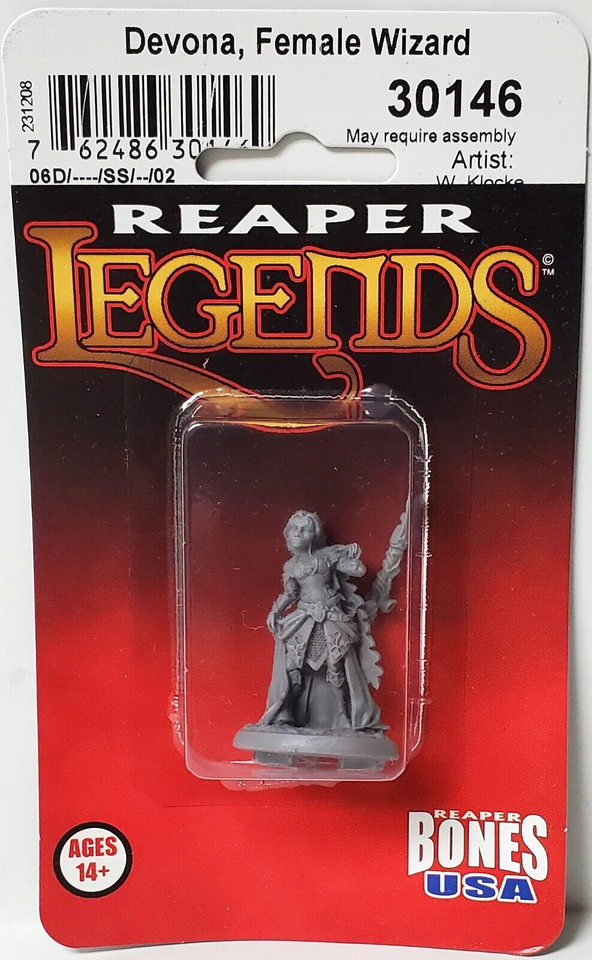 DEVONA, FEMALE WIZARD Reaper Miniatures Bones USA: Reaper Legends ...