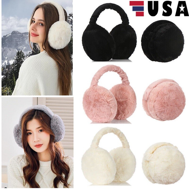 Women Men Fluffy Ear Muffs Winter Earmuffs Soft Plush Ear Warmer Cover ...