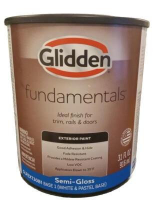 Glidden Total Exterior Paint + Primer Semi-Gloss White & Pastel Base ...