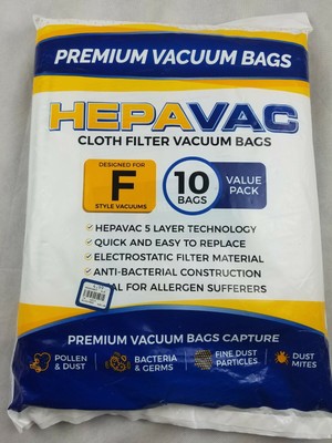 HepaVac Cloth Filter Vacuum 10 Bags Designed For F Style Vacuums | eBay