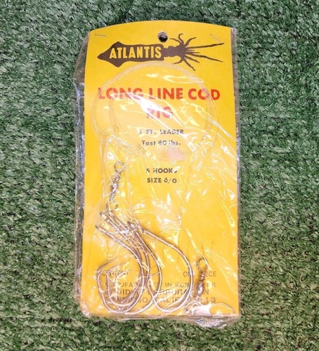 Atlantis Long Line Cod Rig 5 Ft Leader Test 80 lbs 5 Hooks size 6/0 | eBay