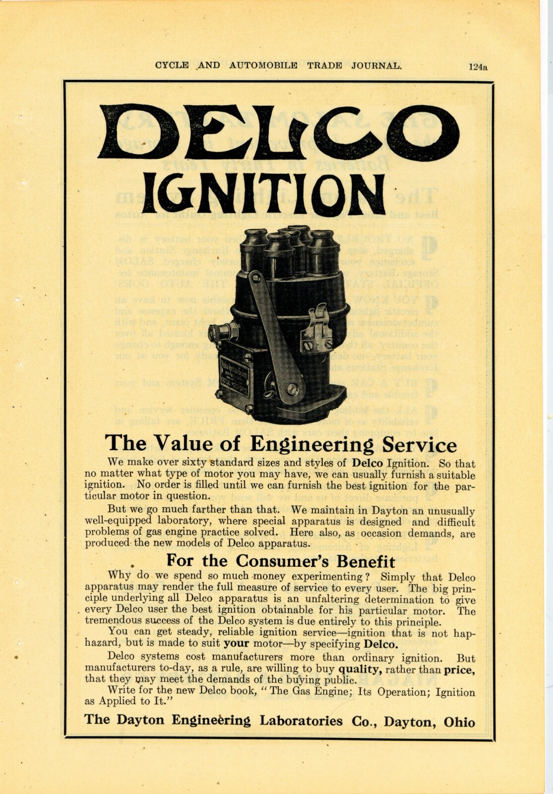1911 Dayton Engineering Laboratories Ad: DELCO Auto Ignition - Dayton ...