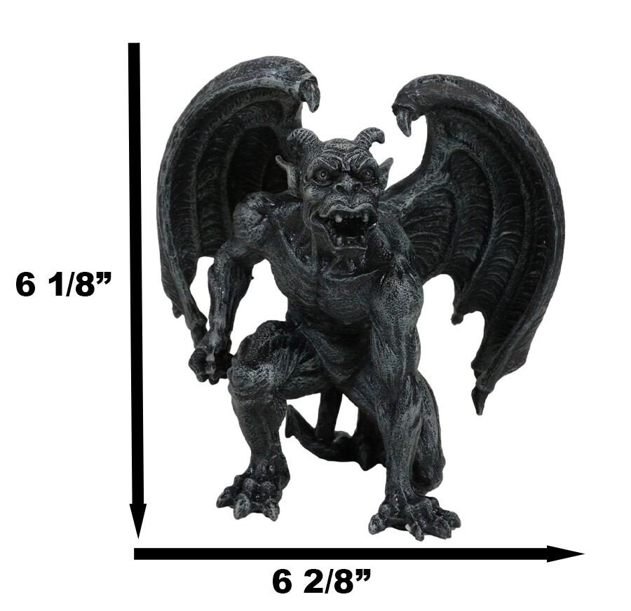 Winged Horned Devil Gargoyle Statue 6.25" Tall Notre Dame Evil Warden ...