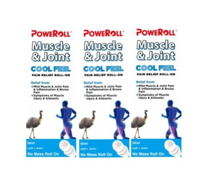 3 x Glimlife PoweRoll Muscle & Joint Cool Feel Pain Relief Oil Roll-On ...
