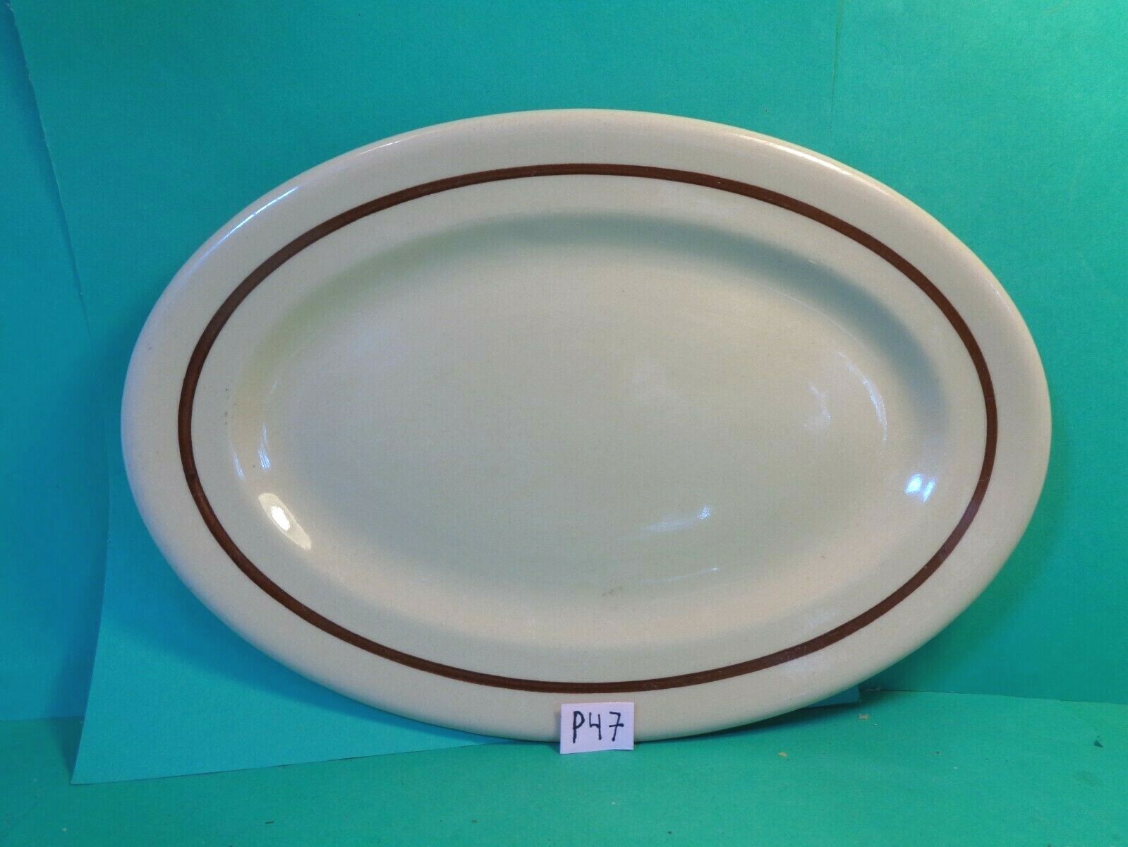 Tepco China 10" Tan/Brown Stripe Oval Serving Platter, Restaurant Ware ...