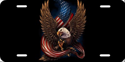 American Eagle, Flag, License Plate New Car Tag Metal Aluminum, USA ...