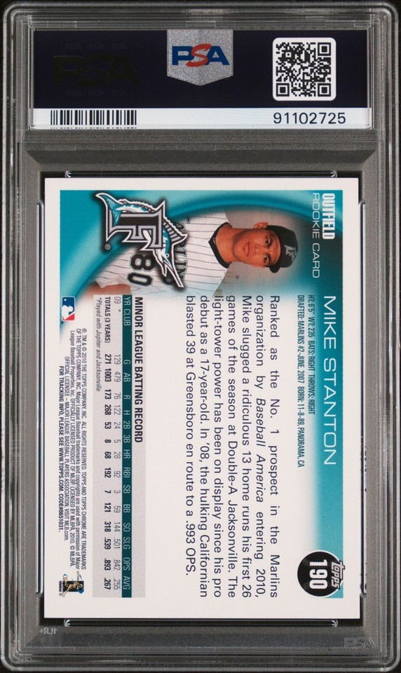 2010 Topps Chrome AUTOGRAPH Mike Stanton #190 PSA 9 ROOKIE RC AUTO | eBay