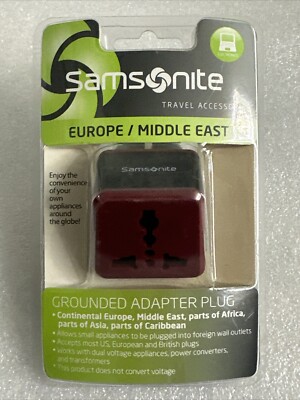 Samsonite Grounded Adapter Plug for Europe/Middle East Black/Red 49557 ...