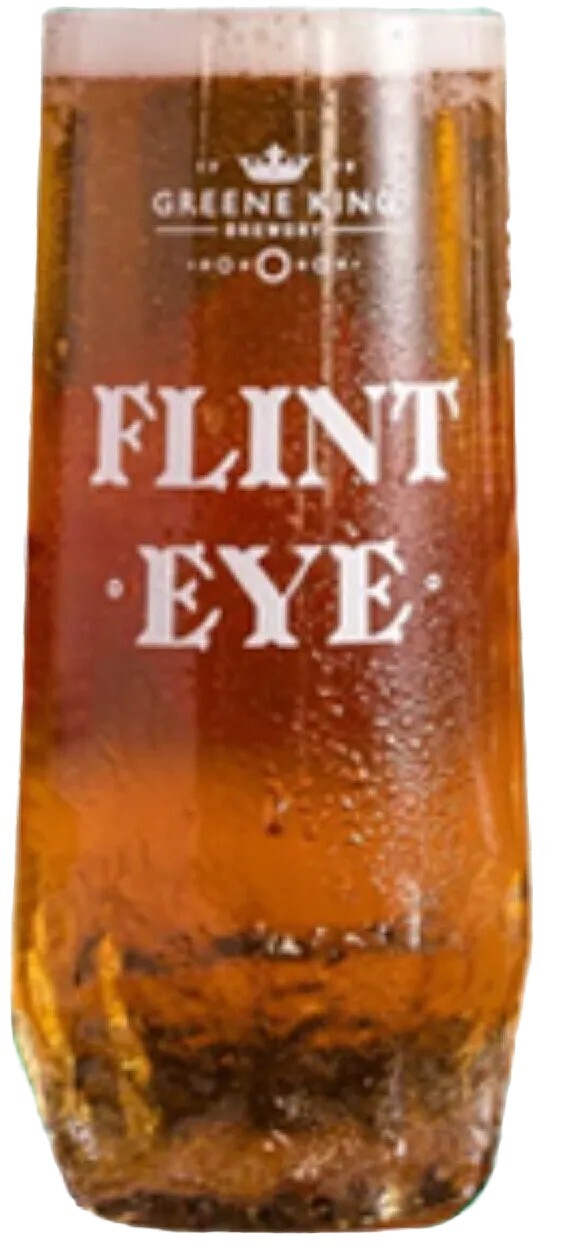 GREENE KING FLINT EYE CRAFT LAGER PINTGLASS 20oz BIRTHDAY CHRISTMAS ...