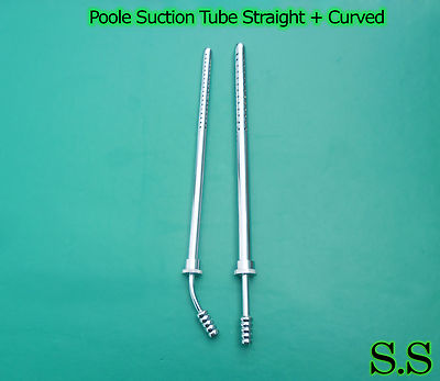 2 POOLE Suction Tube 23 Fr Straight & Curved Surgical Instruments | eBay