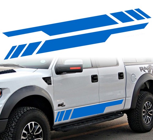 Universal Blue Stripe Decal Vinyl Side Body Sticker Racing Sport Style ...