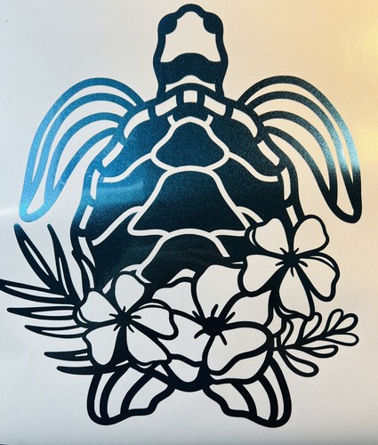 Sea Turtle Flowers Dark Blue Glitter Vinyl Car Decal New | eBay