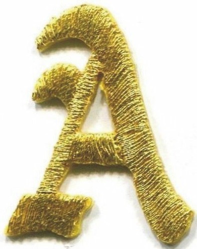 1 1/8" Fancy Metallic Gold Old English Alphabet Letter A Embroidered ...