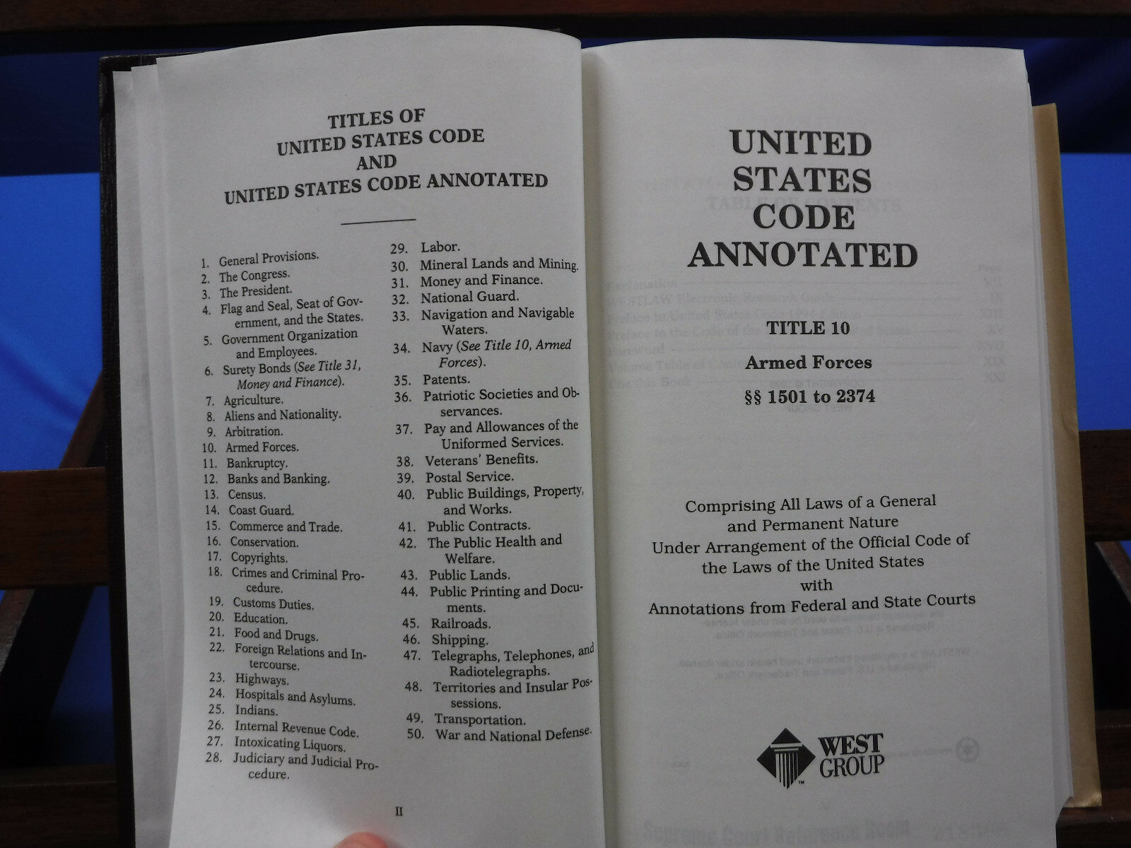 United States Code Annotated Title 10: Armed Forces 1501-2374; 1998, w ...