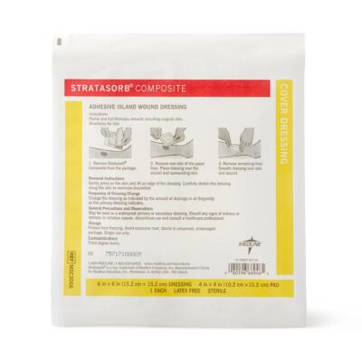 Stratasorb Composite Adhesive Island Wound Dressings, 6" x 6", Each | eBay