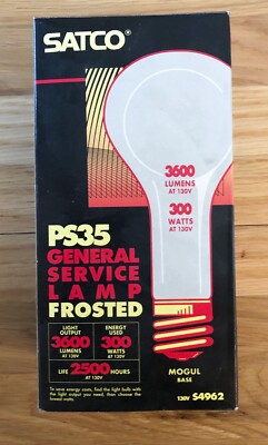 Six Satco S4962 130 Volt / 300 Watt PS35 Mogul Base Light Bulb, Frosted ...