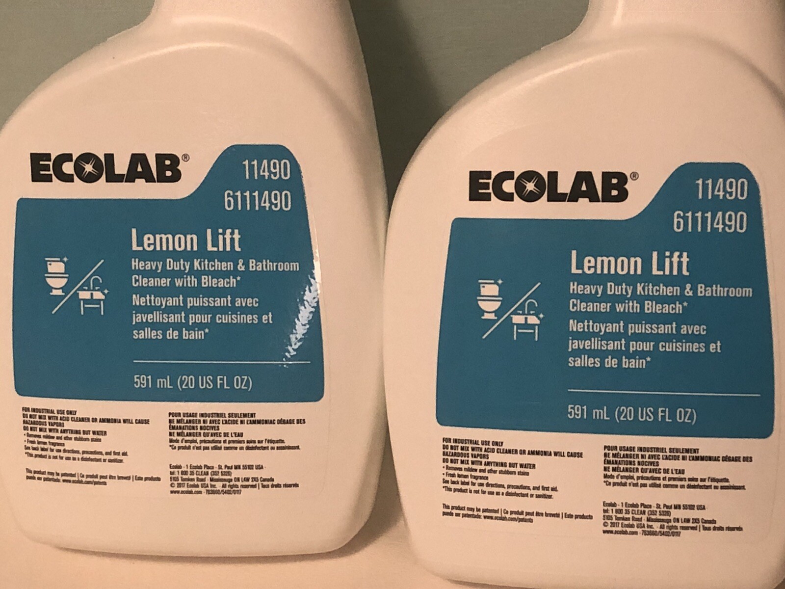 2- 20 FL OZ Ecolab Lemon Lift Heavy Duty Kitchen & Bathroom Cleaner ...