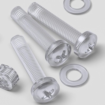 30x Transparent Clear Acrylic M8x 40mm Nuts & Bolts, Acrylic Plastic ...