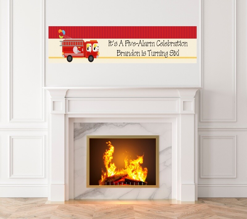 Fire Truck - Birthday Party Printed Banner - Indoor Outdoor Fire Truck ...