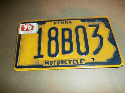 Vintage PA Pennsylvania Penna Motorcycle License Plate 1979 18B03 | eBay