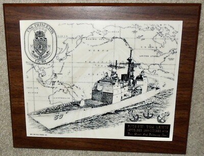 2002 USS Princeton CG-59 Senior Chief's Plaque, Cultured Marble on Wood ...
