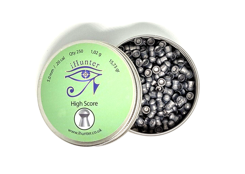 iHunter HIGH SCORE 250 Count DOMED 5mm .20 Caliber Pellets fit Sheridan ...