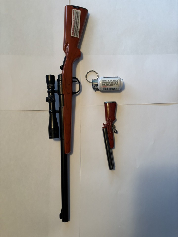 Set of 3 Refllable Lighters - Bolt Action Rifle, Double Barrel Shotgun ...