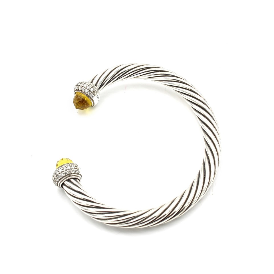 David Yurman Classic Sterling Cable Cuff Citrine End Caps Cuff Bracelet ...