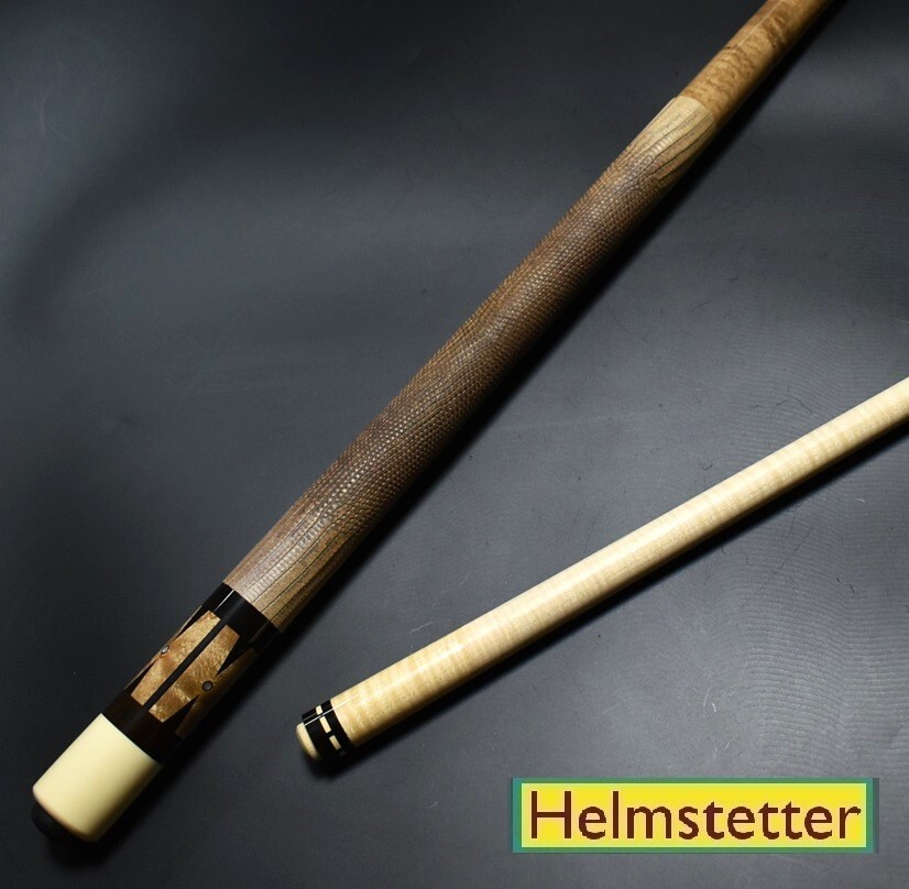 vintage Adam Helmstetter Cue Leather Wrap Tiger Maple Shaft Billiard ...